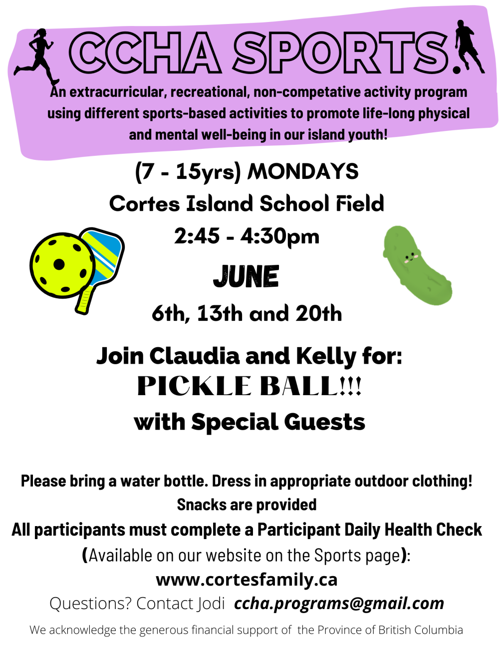 CCHA Sports – June 2022 Schedule | Family Support